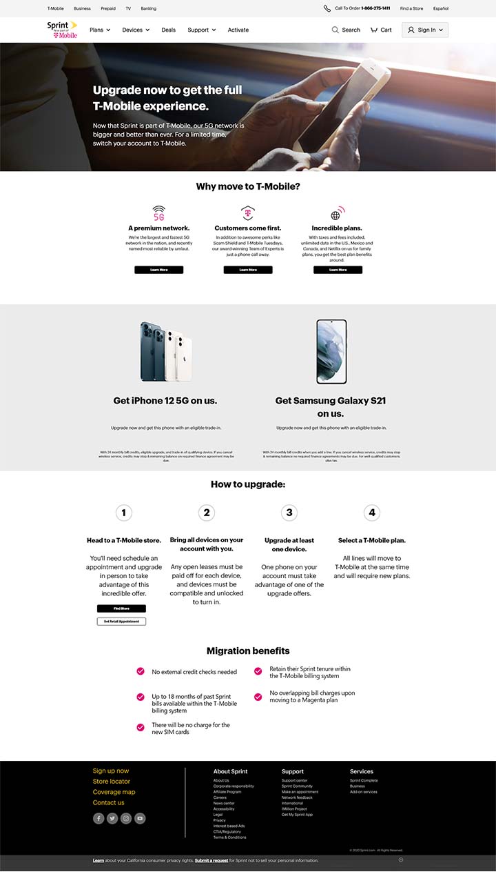 UX Design for Sprint x T-Mobile Migration Landing Pages | Lanaé | Creative Direction / UX Design ...